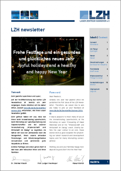 LZH-News Abonnement | Laser Zentrum Hannover e.V.